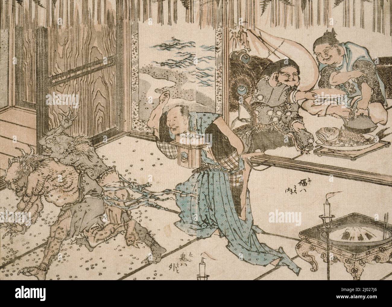 Chasing Out Demons at Lunar New Year. Katsushika Hokusai (school of ...