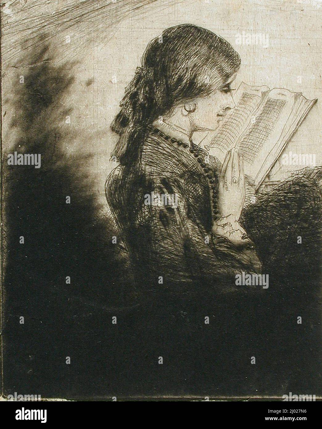 A Lady Reading. Sir Francis Seymour Haden (England, London, 1818-1910 ...