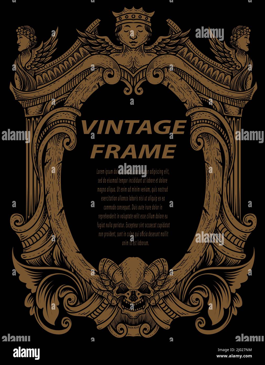 Vintage frames in baroque antique style. engraving retro frames ...