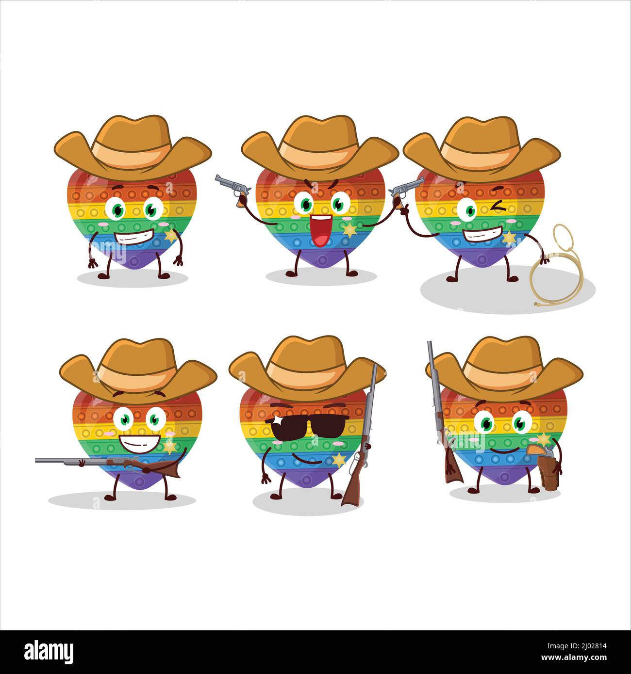 Cool cowboy pop it love cartoon character with a cute hat. Vector ...