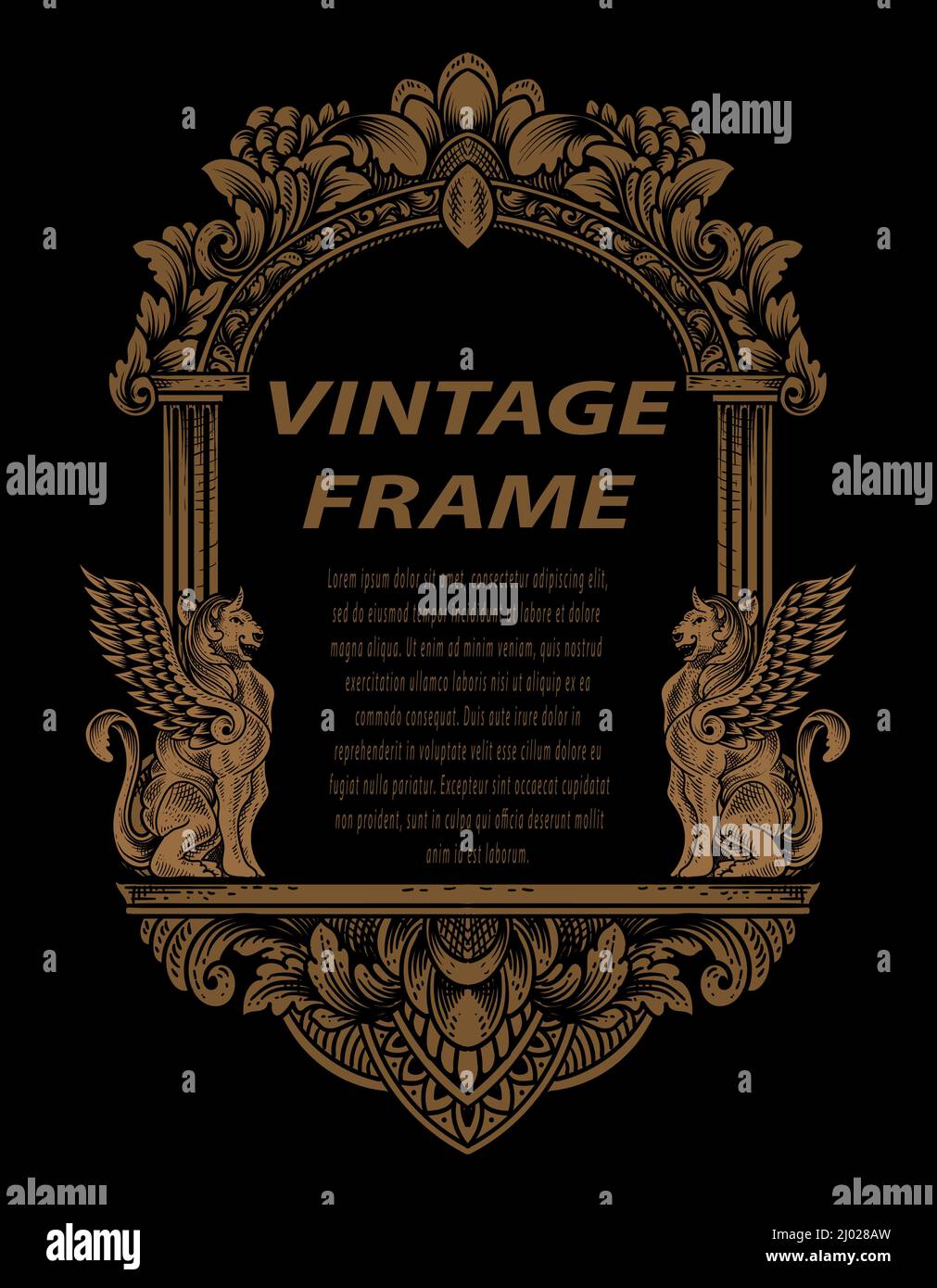 Vintage frames in baroque antique style. engraving retro frames ...