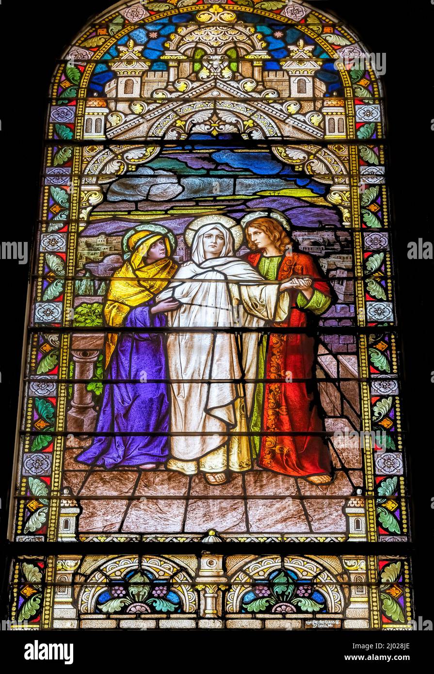 Return from Calvary Virgin Mary Saint John Mary Magdalene Stained Glass ...