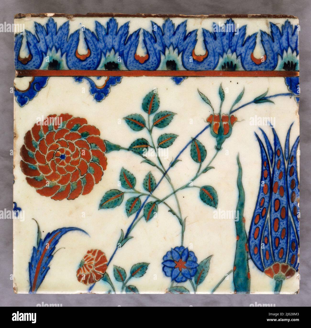Tile. Turkey, Iznik, second half of 16th century. Ceramics. Fritware ...
