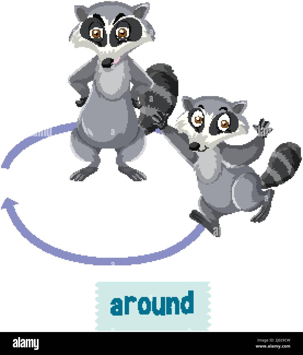 English prepositions of place for children illustration Stock Vector ...