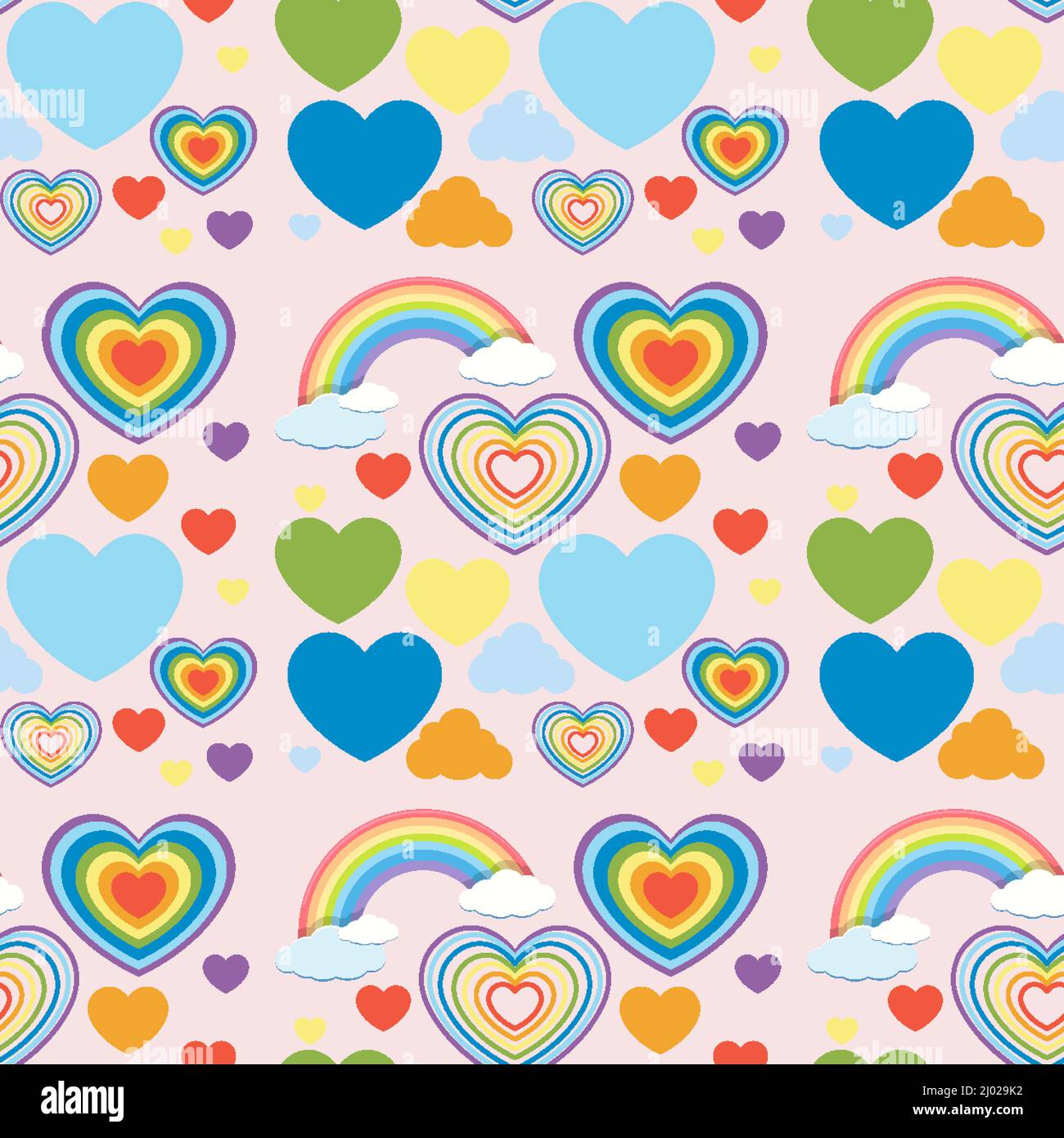 Seamless heart and rainbow pattern illustration Stock Vector Image ...