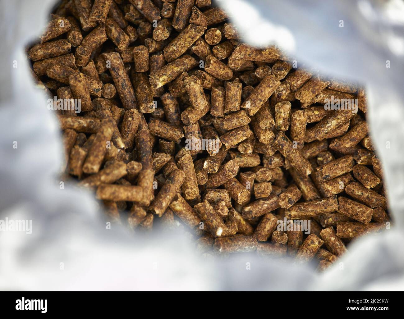 Closeup shot of the wood pellets in the zoo-wild animal feed Stock ...