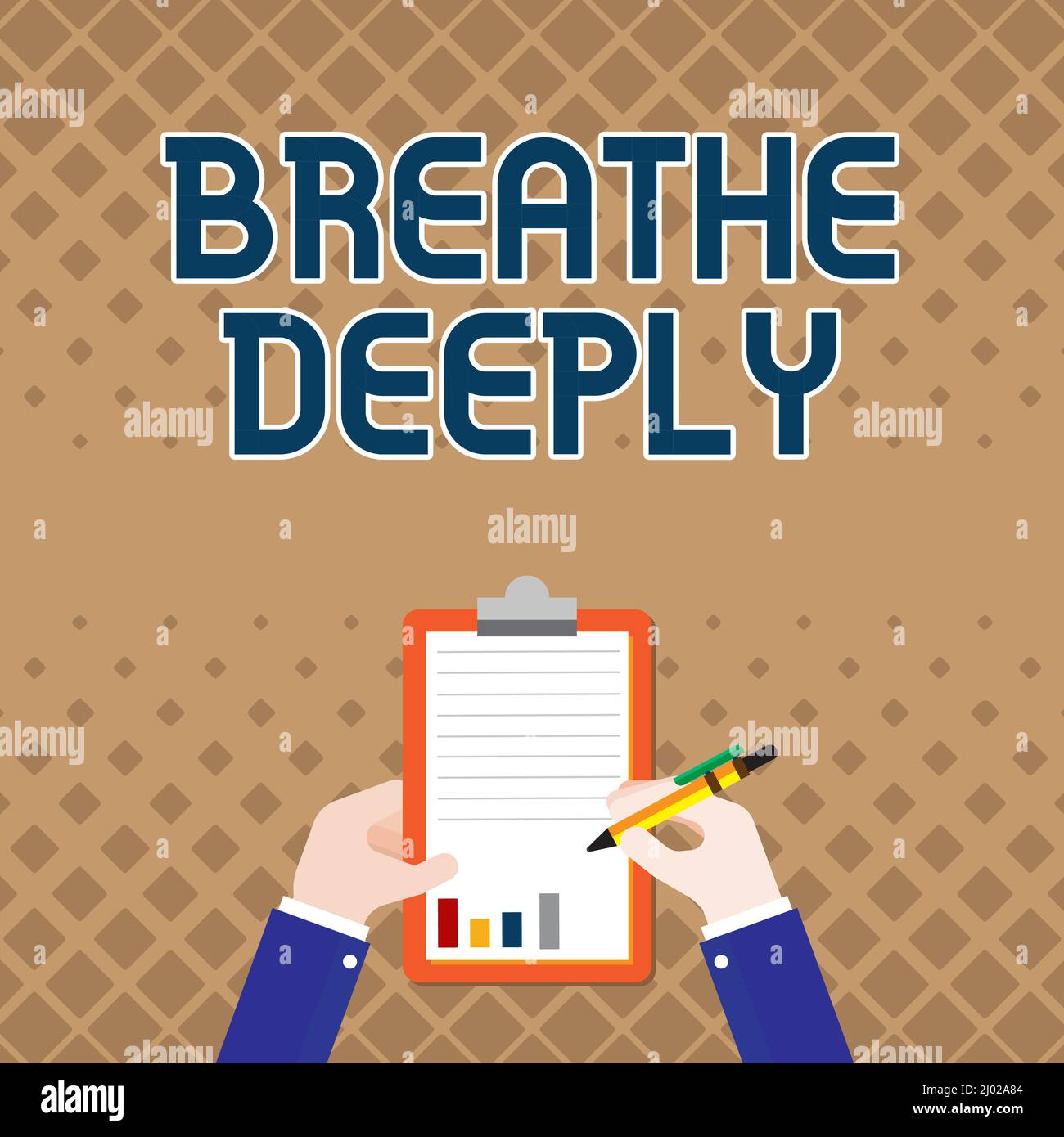 Hand writing sign Breathe Deeply. Business showcase to take a large ...