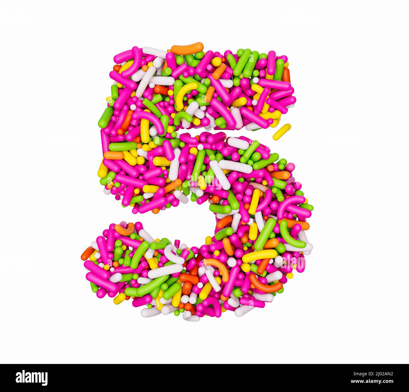 Illustration of the digit 5 made of colorful sprinkles on the white ...