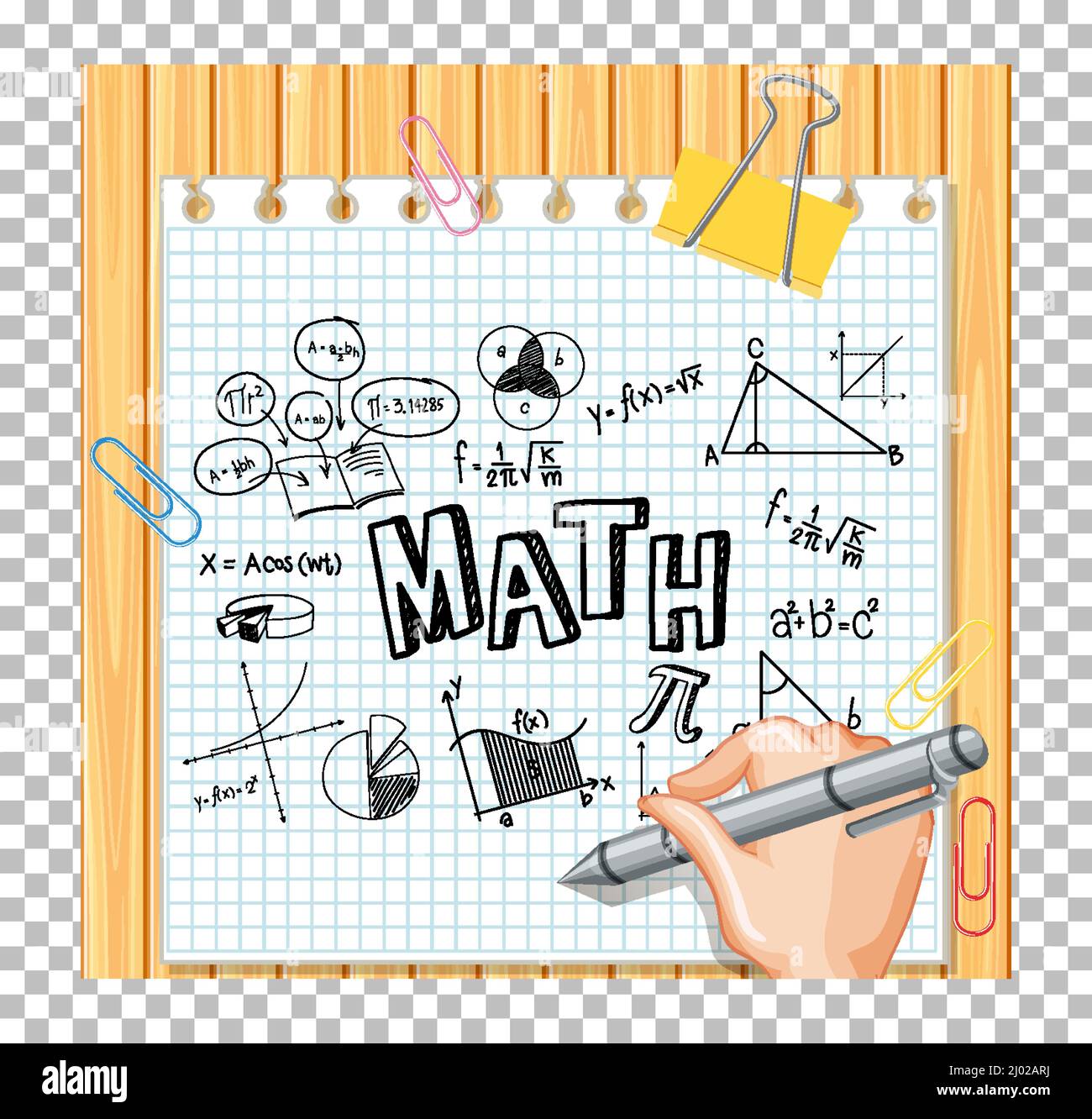 Hand writing math formula on wood board illustration Stock Vector Image ...