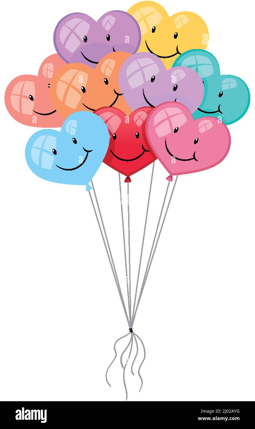 Different pastel colours of heart balloons illustration Stock Vector ...