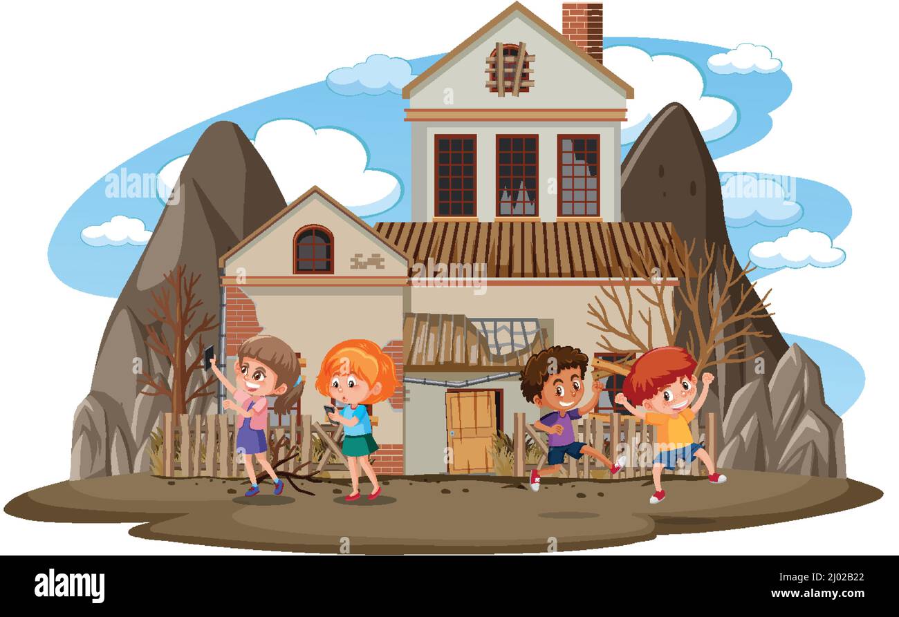 Isolated scene with abandoned house illustration Stock Vector Image ...