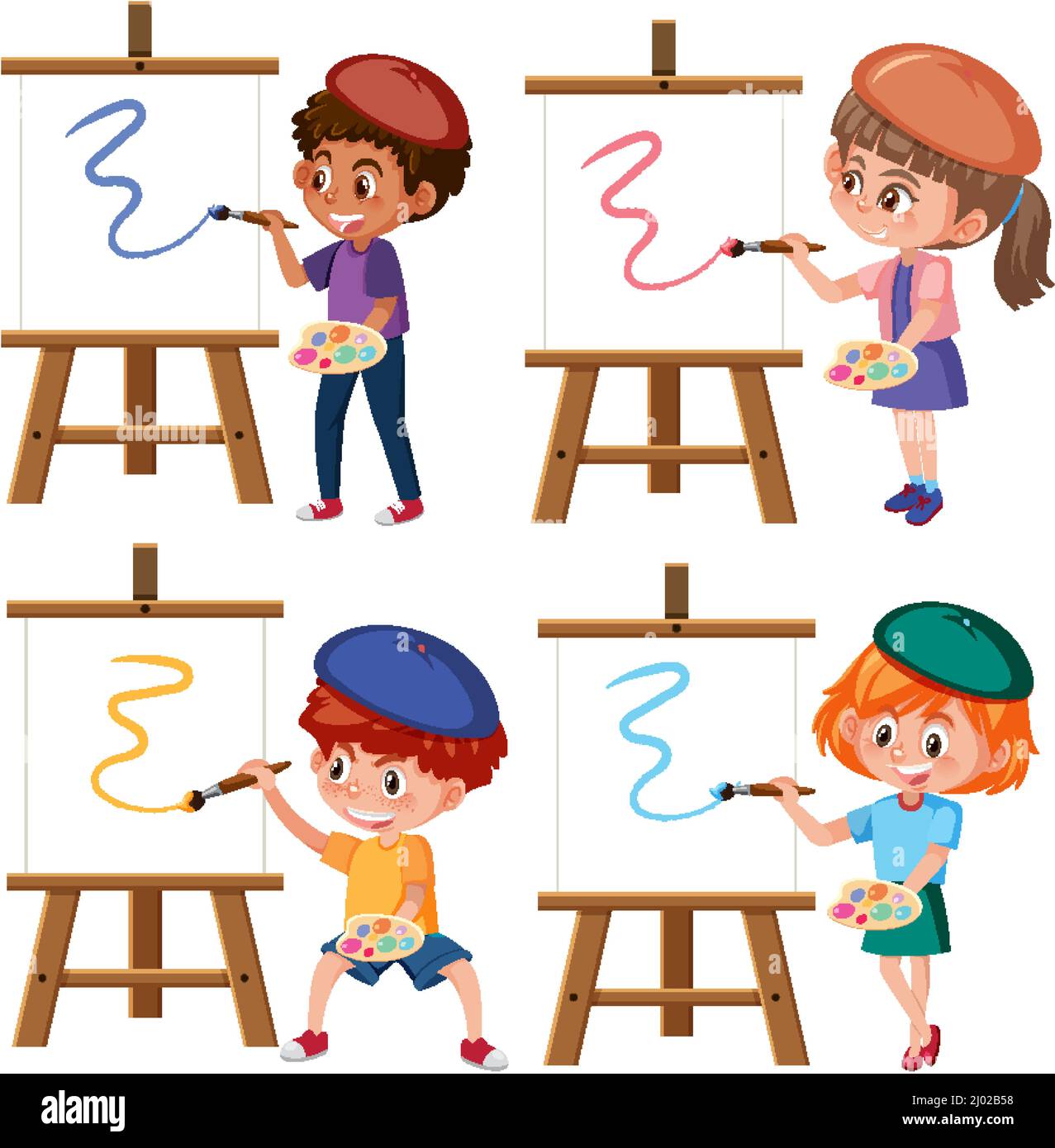 Set of different children drawing on canvas illustration Stock Vector ...
