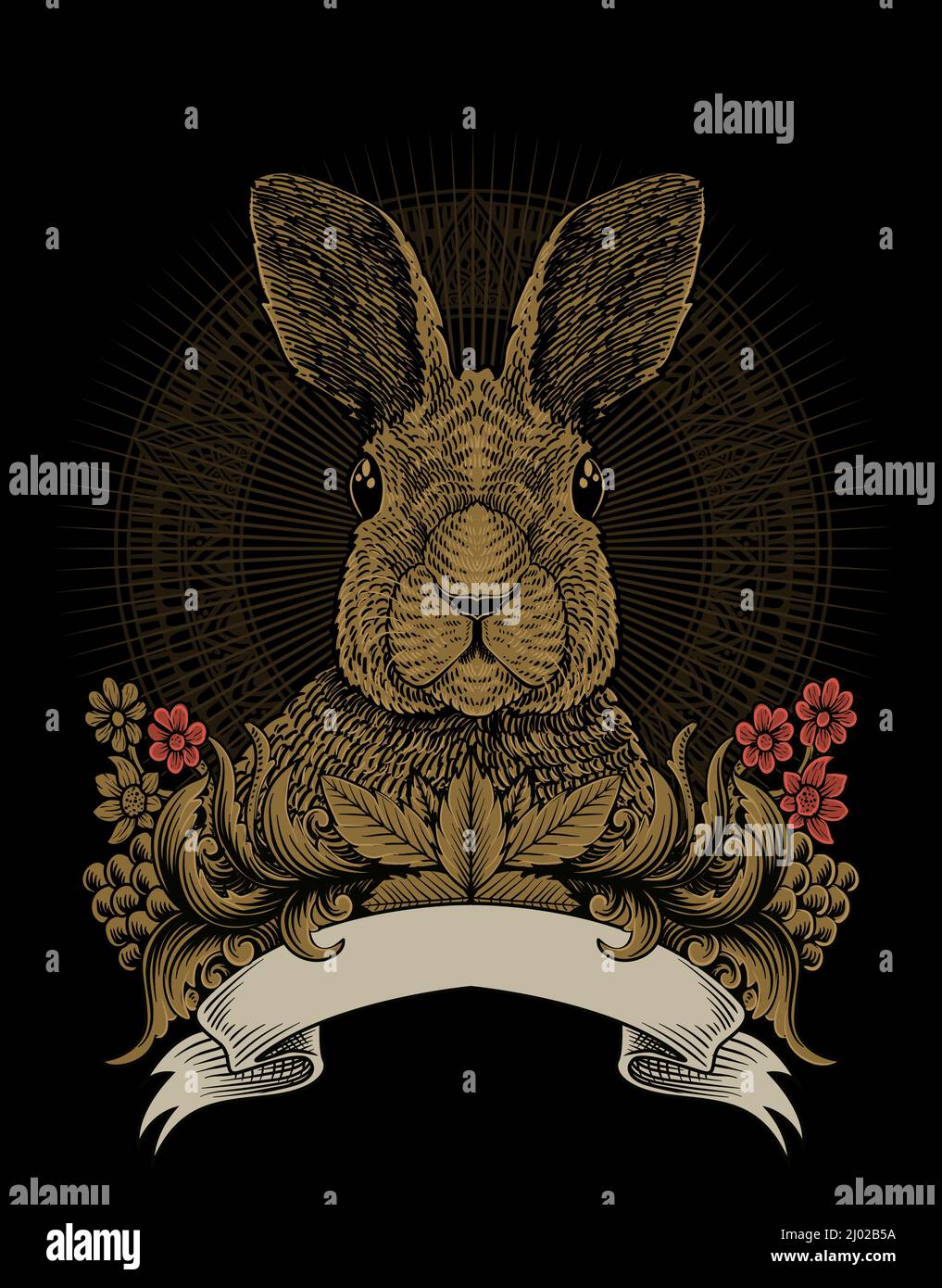 illustration rabbit with engraving ornament Stock Vector Image & Art ...
