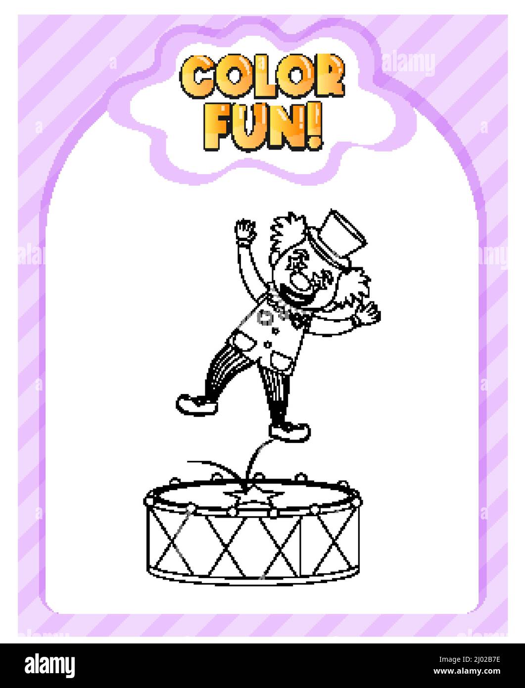 Worksheets template with color fun! text and clown outline illustration ...