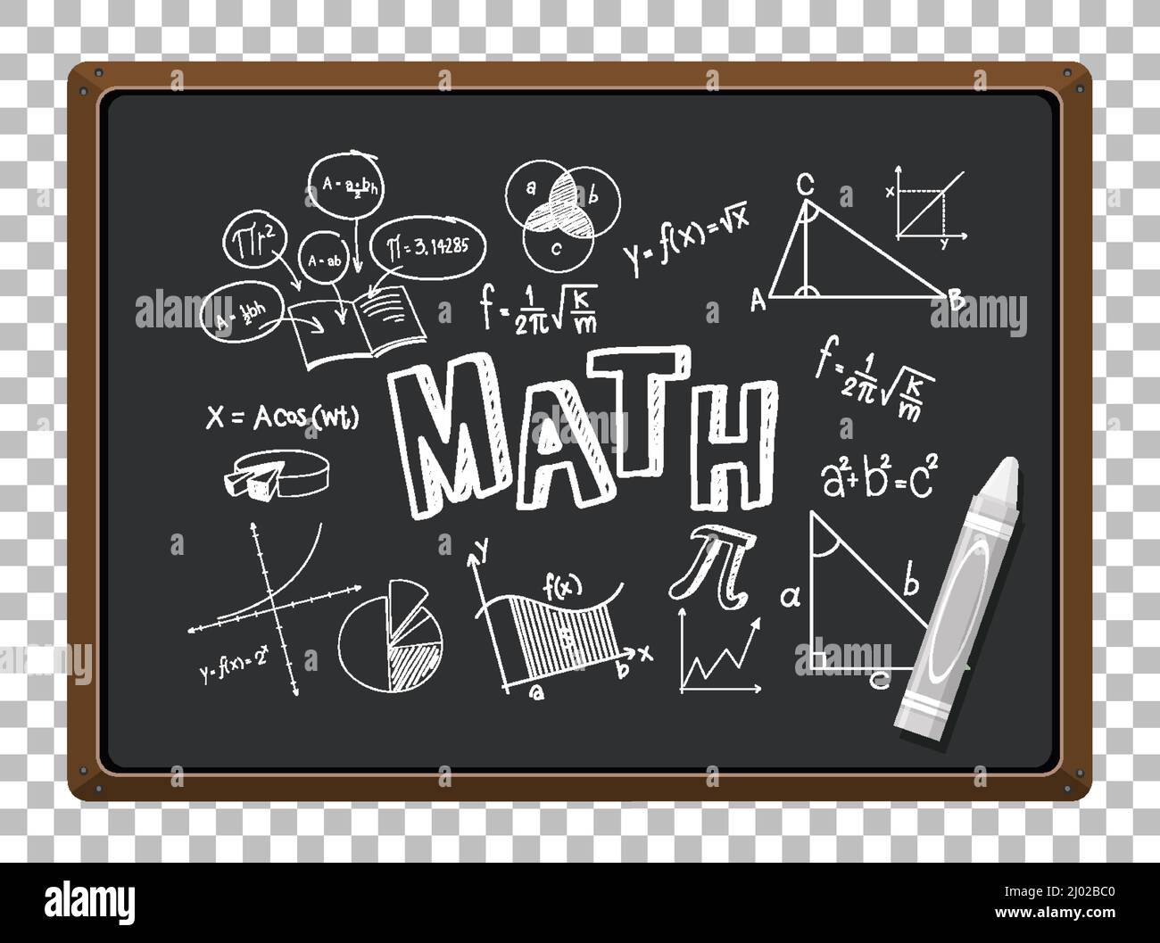 Math formula on blackboard isolated grid background illustration Stock ...