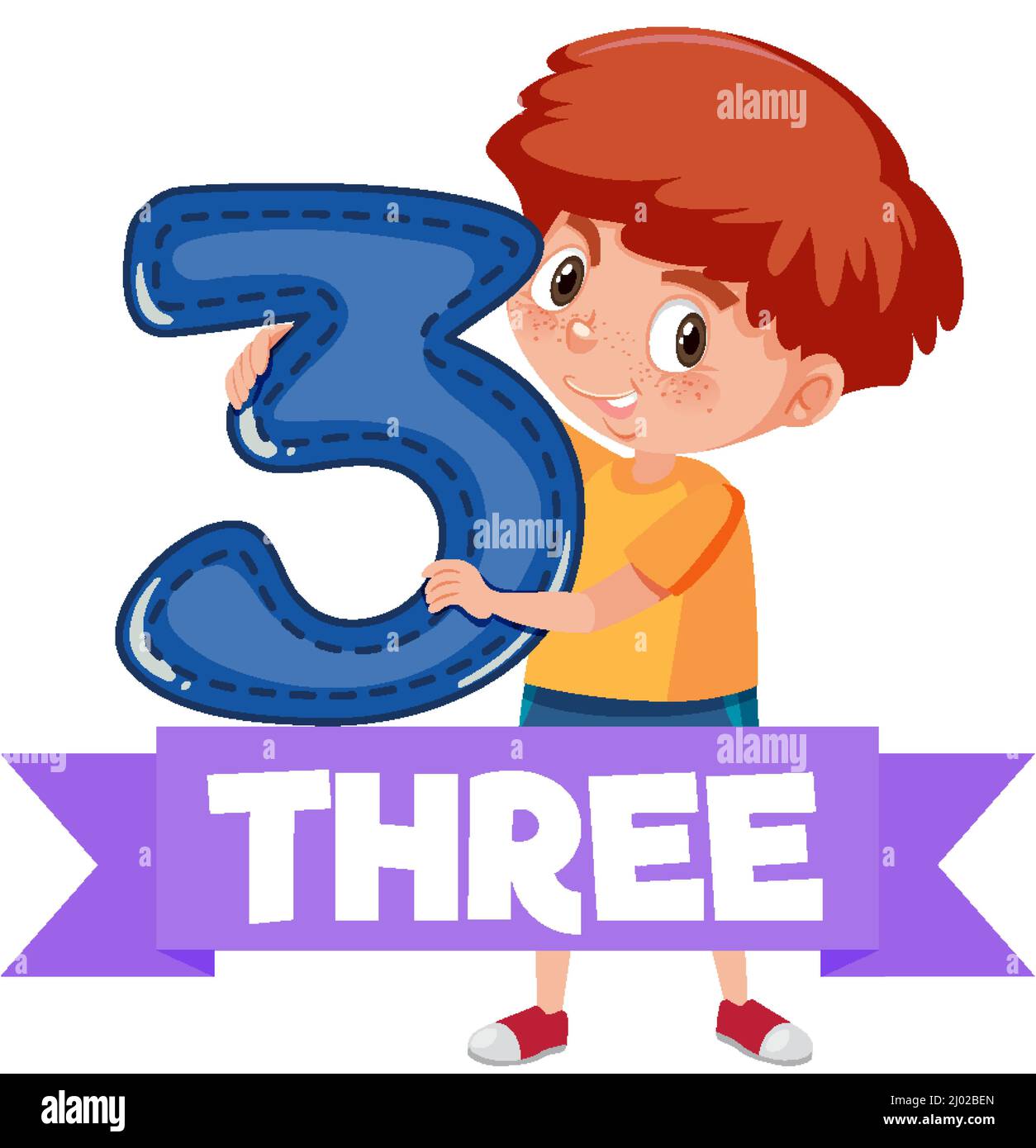 Student boy holding the number cartoon character isolated on white ...