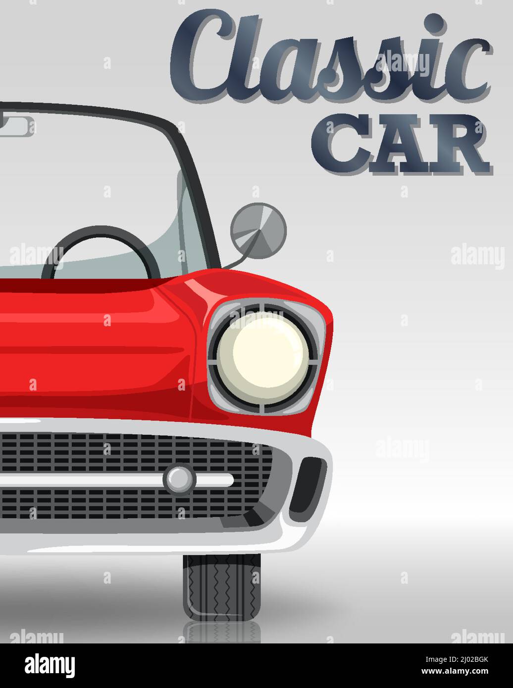 Classic car typography design with classic car on white background ...