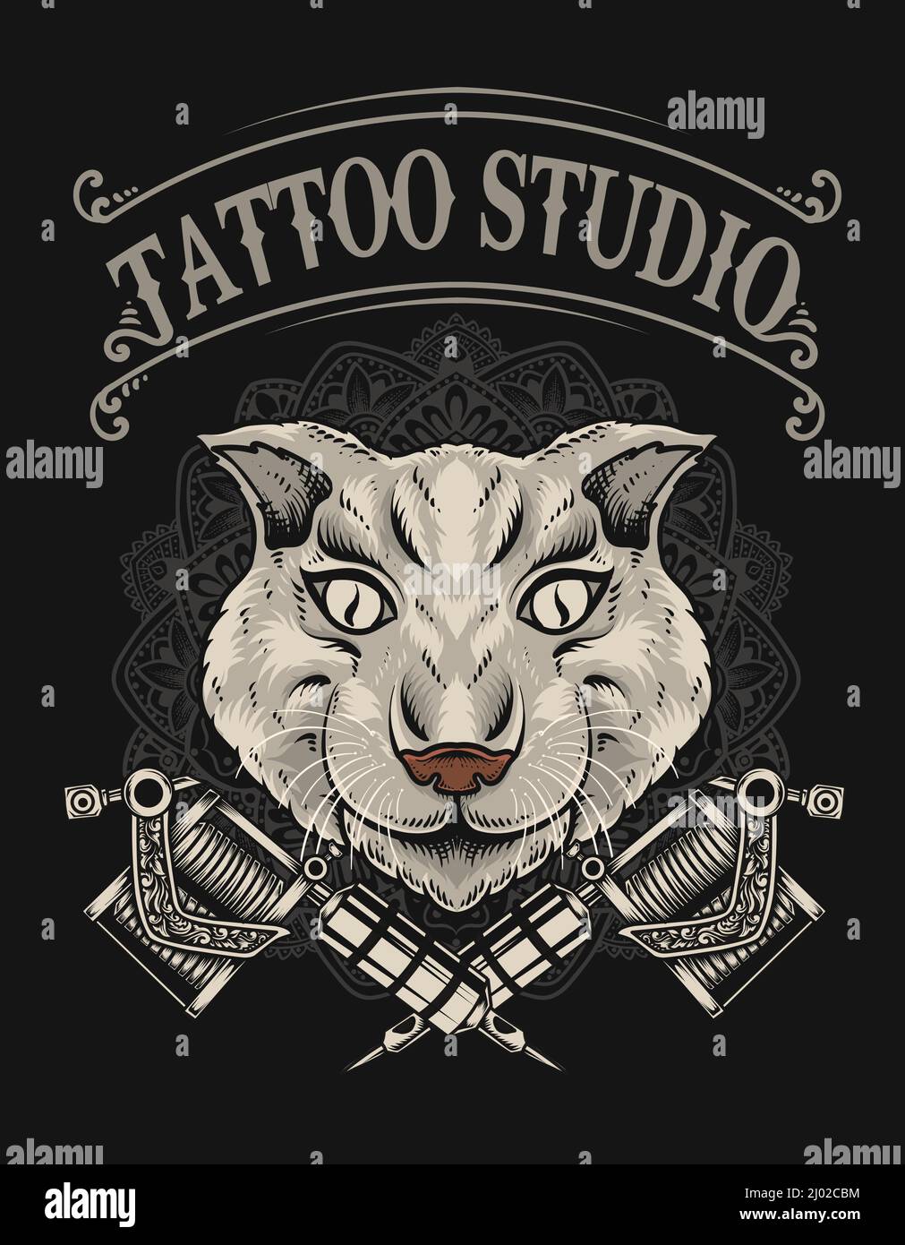 Vintage monochrome tattoo studio Stock Vector Images - Alamy