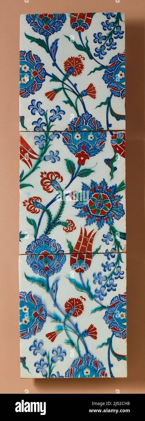 Three Tiles. Turkey, Iznik, last quarter of 16th century. Ceramics ...