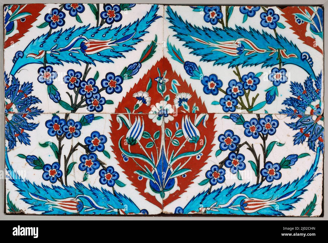 A Panel of Four Tiles. Turkey, Iznik, 1580s. Ceramics. Fritware ...