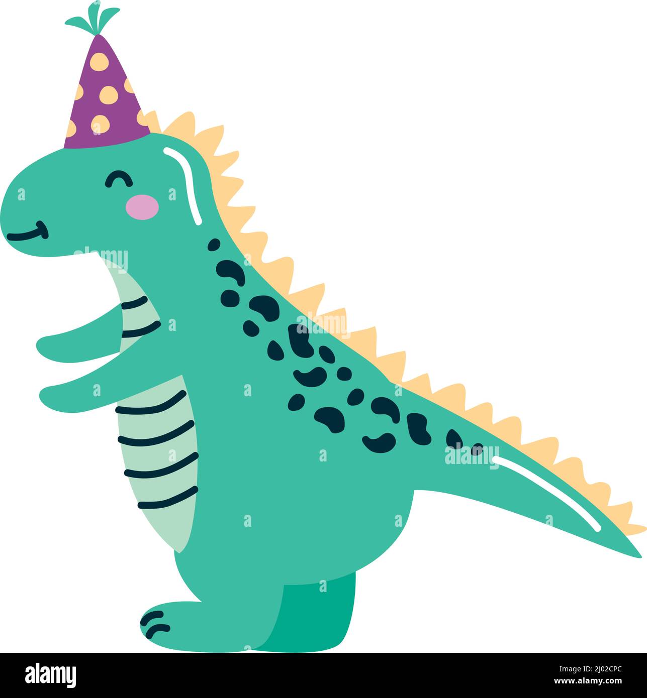 tyrannosaurus with birthday hat character Stock Vector Image & Art - Alamy