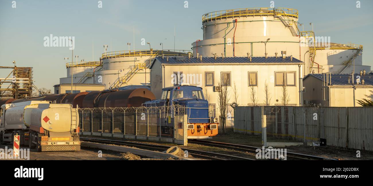 Tanks in the fuel depot Stock Photo - Alamy