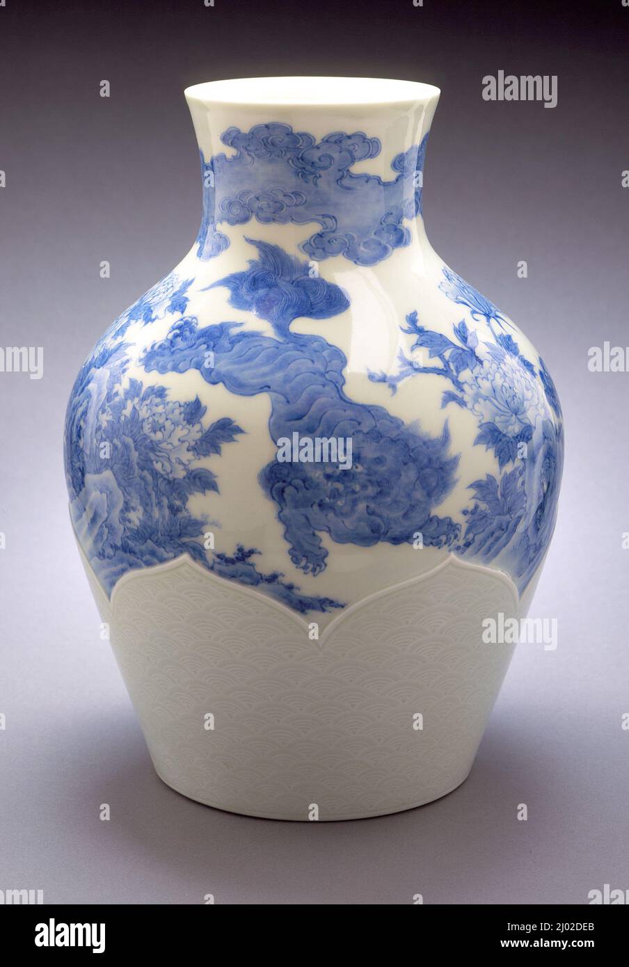 Vase with Chinese Lions, Peonies, and Waves. Japan, late 19th century ...