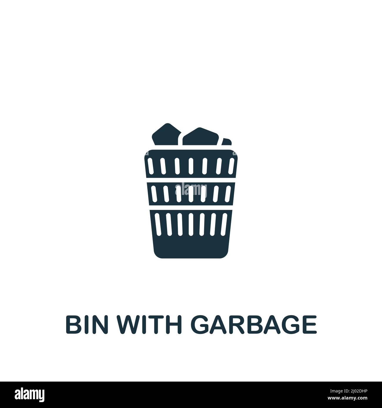 Bin With Garbage icon. Monochrome simple icon for templates, web design ...