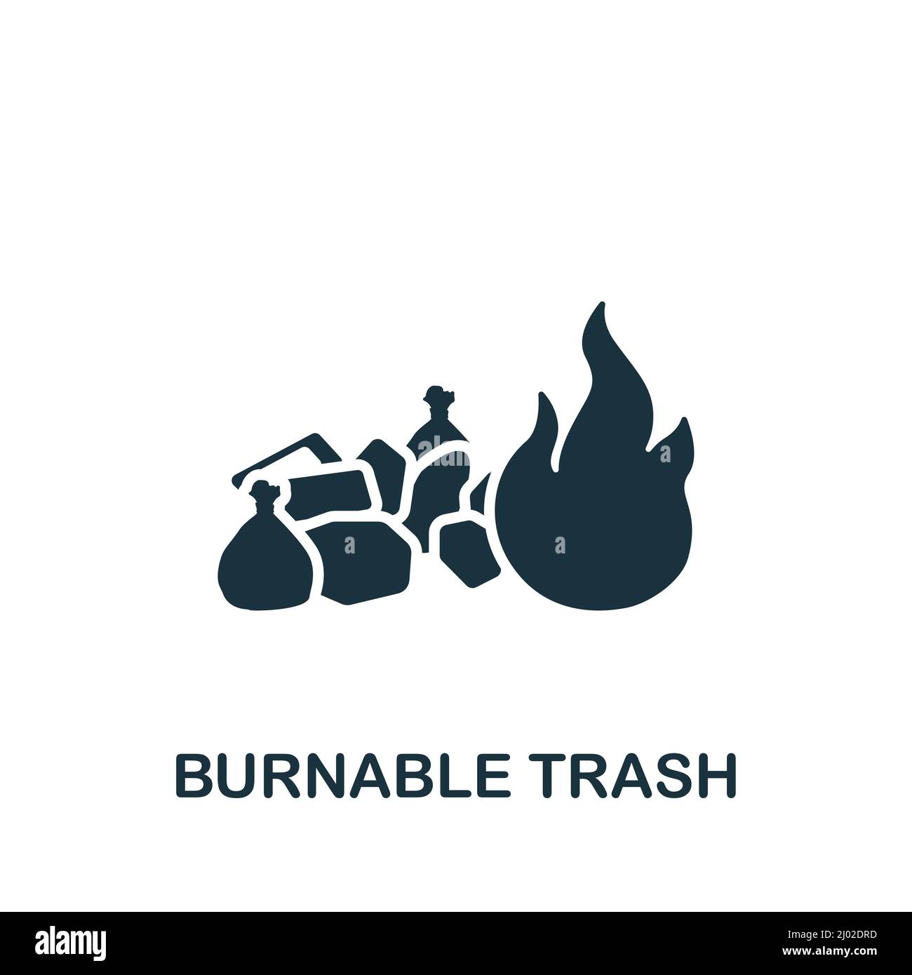 Burnable Trash icon. Monochrome simple icon for templates, web design ...
