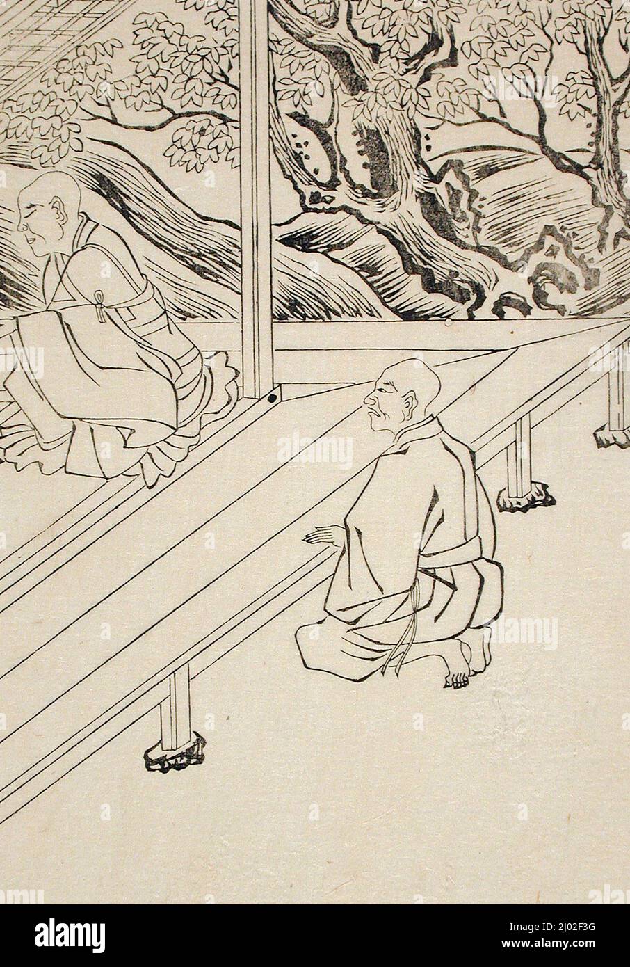 Priest and Monk by a Temple Veranda. Japan, 19th century. Prints ...