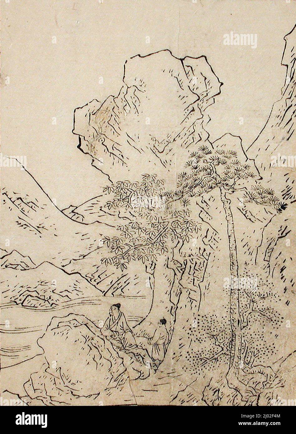 Scholar and Attendant Near a Stream. Japan, circa 1760. Prints ...