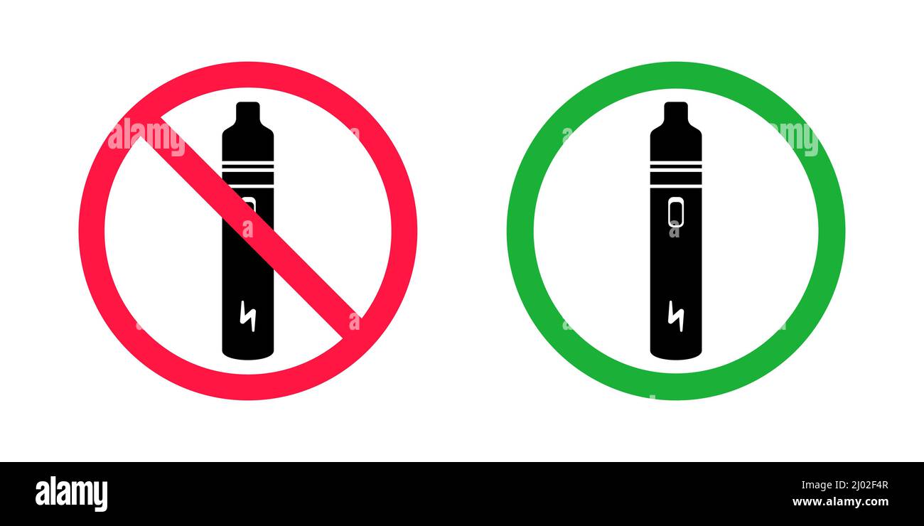 No vaping and vaping area signs. Red forbidden and green allowed ...