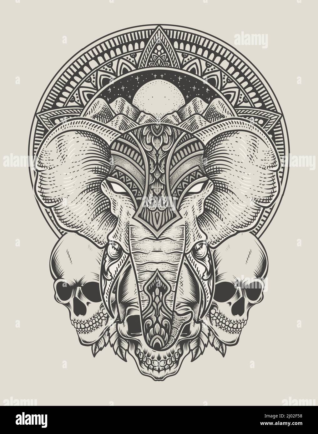 Skull elephant Stock Vector Images - Alamy