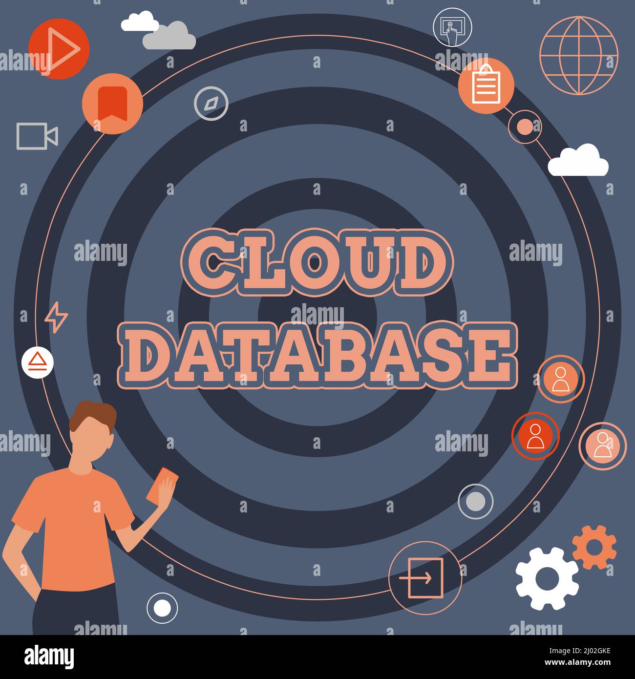 Text caption presenting Cloud Database. Business concept optimized or built for a virtualized ...