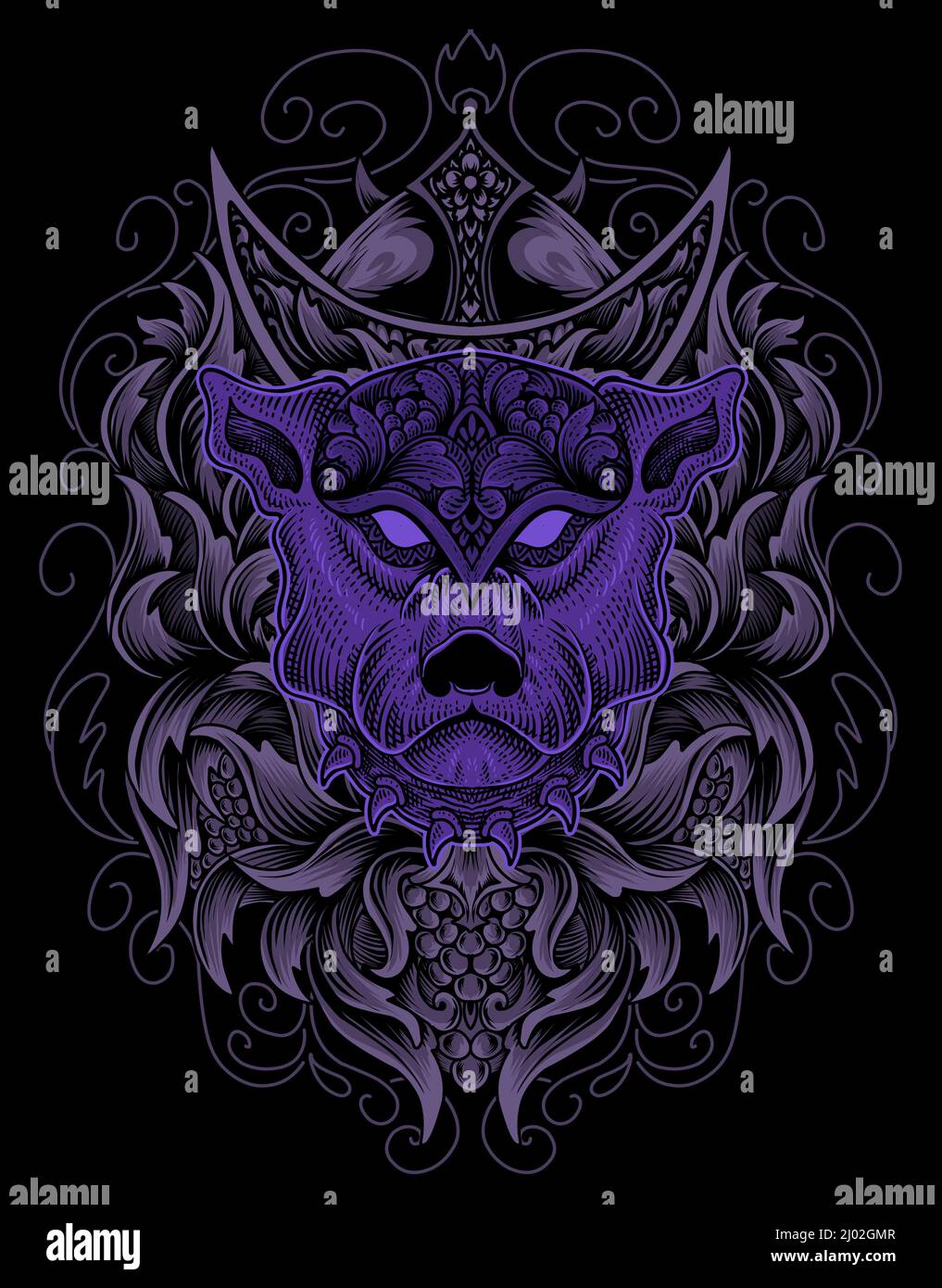 Illustration dog head engraving Stock Vector Images - Alamy