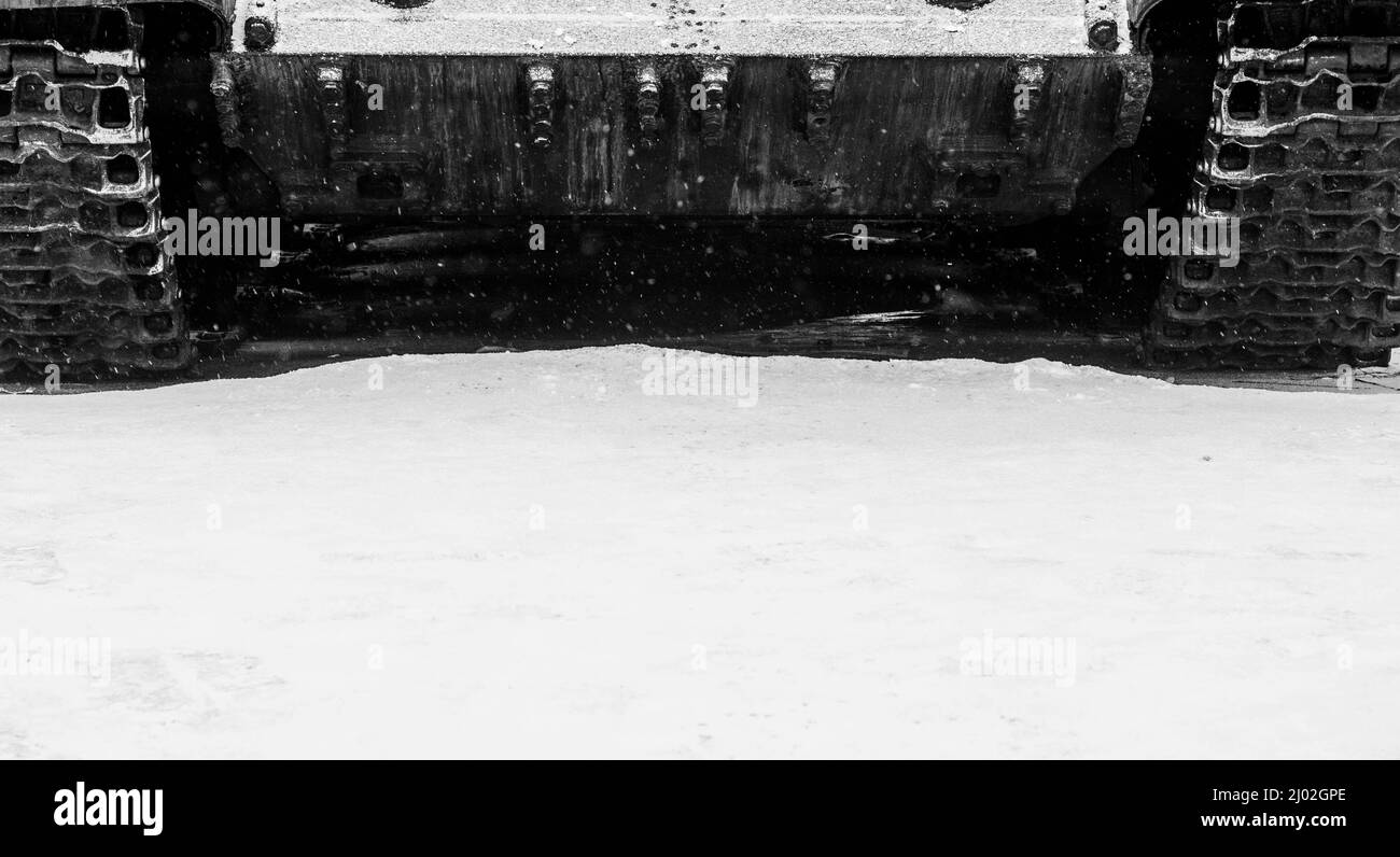 Rear view of the tank in winter Stock Photo - Alamy