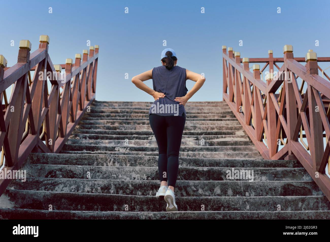 Woman exercise walking up the stairs burn fat, Healthy lifestyle ...