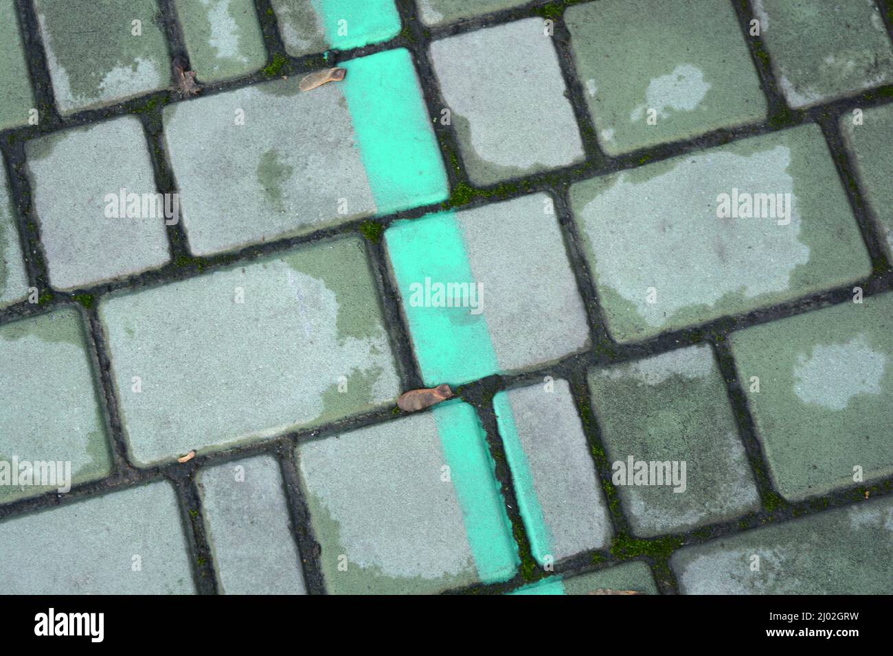 Building materials, road surface, pavement made of colored stones blue ...