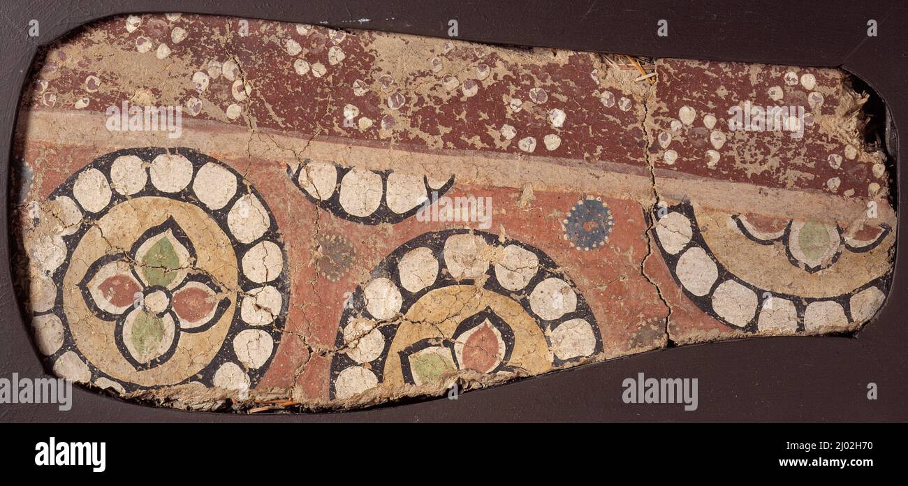 Wall Painting Fragment of Lotus Blossoms and Pearl Roundels. Central ...
