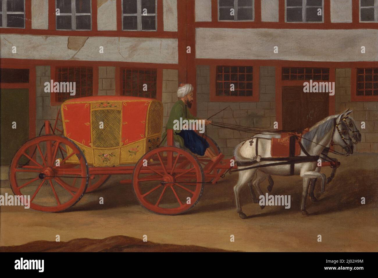 A coachman with a team of horses and covered carriage hi-res stock ...