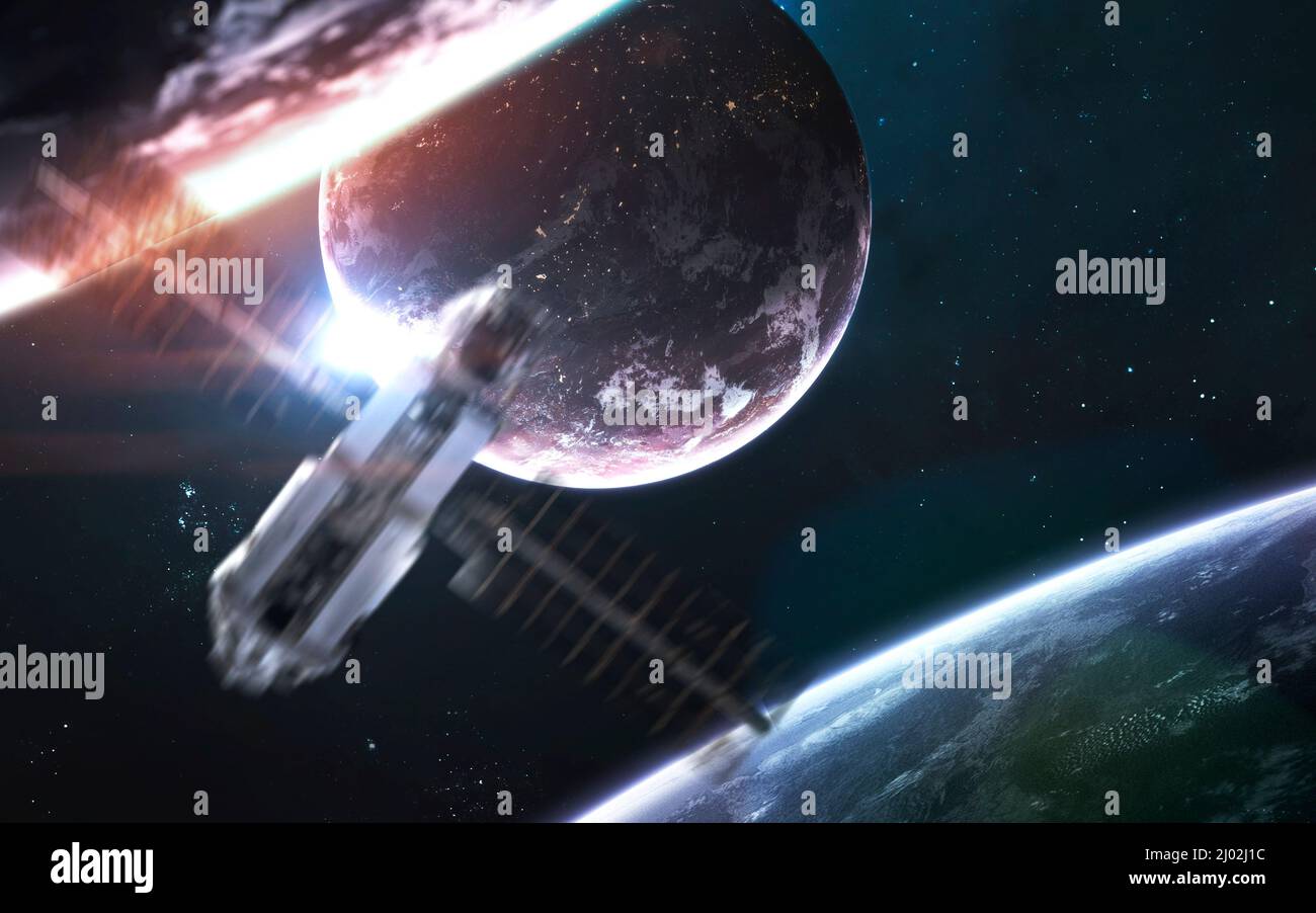 Deep space planets and spacecraft, awesome science fiction wallpaper ...