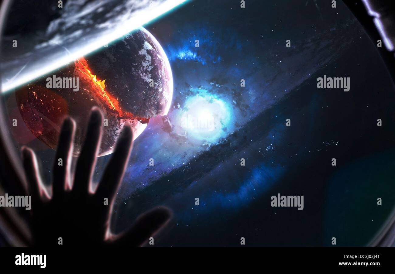 Supernova star explosion. Black hole. Wormhole. Science fiction art ...