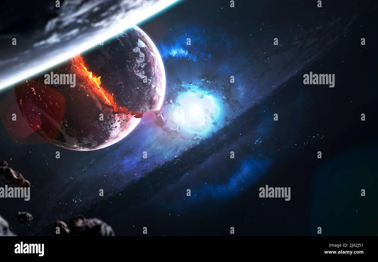 Supernova star explosion. Black hole. Wormhole. Science fiction art ...