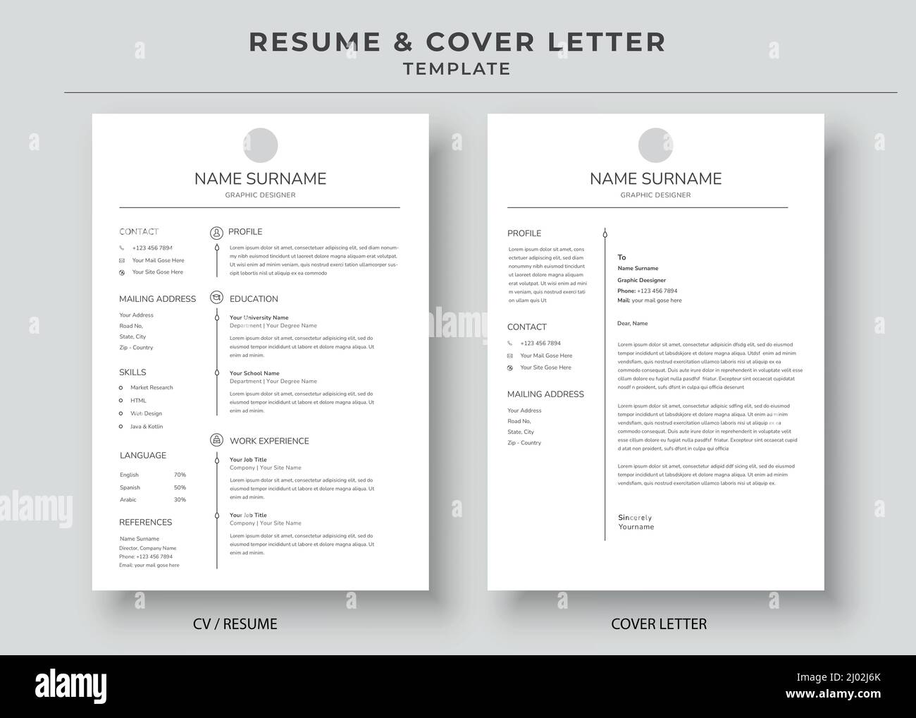 Resume and Cover Letter Template, Minimalist resume cv template, Cv ...