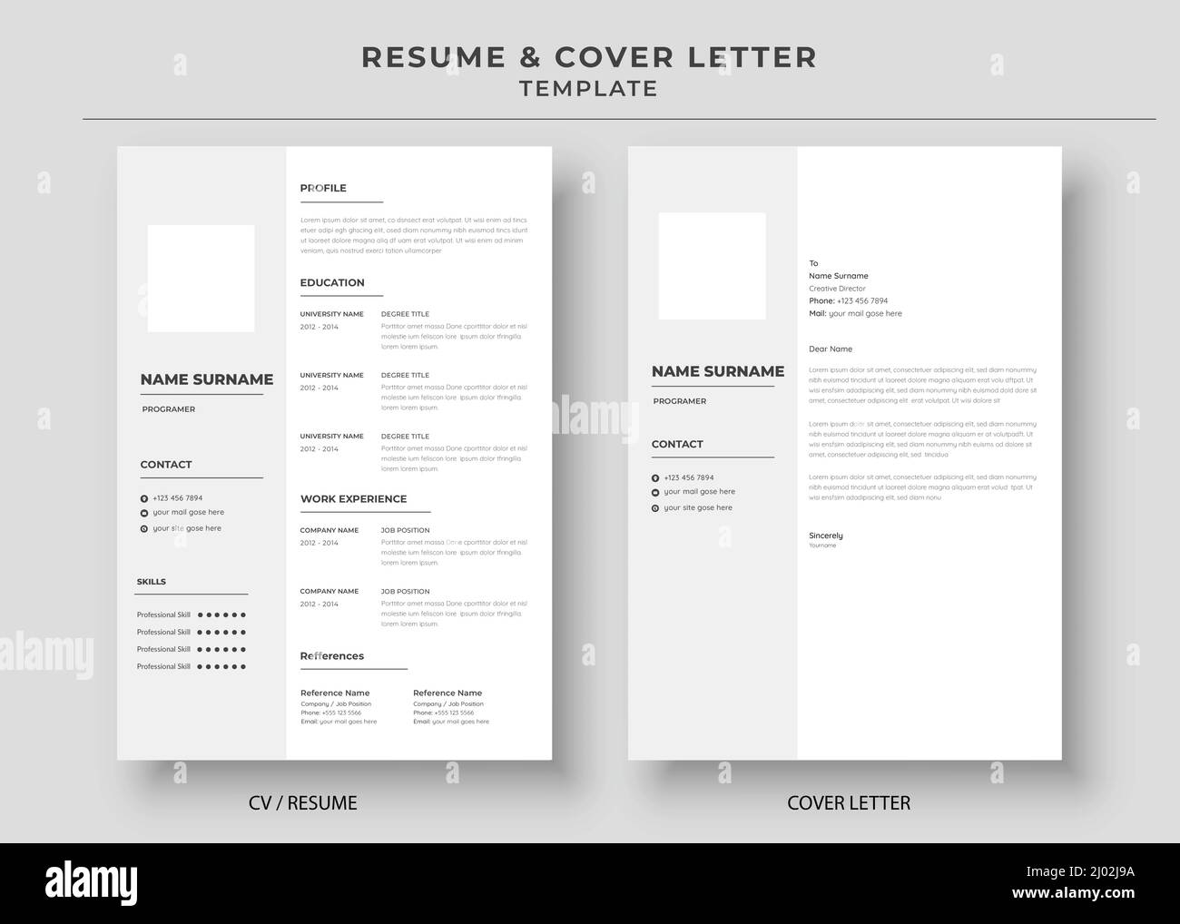 Resume and Cover Letter Template, Minimalist resume cv template, Cv ...
