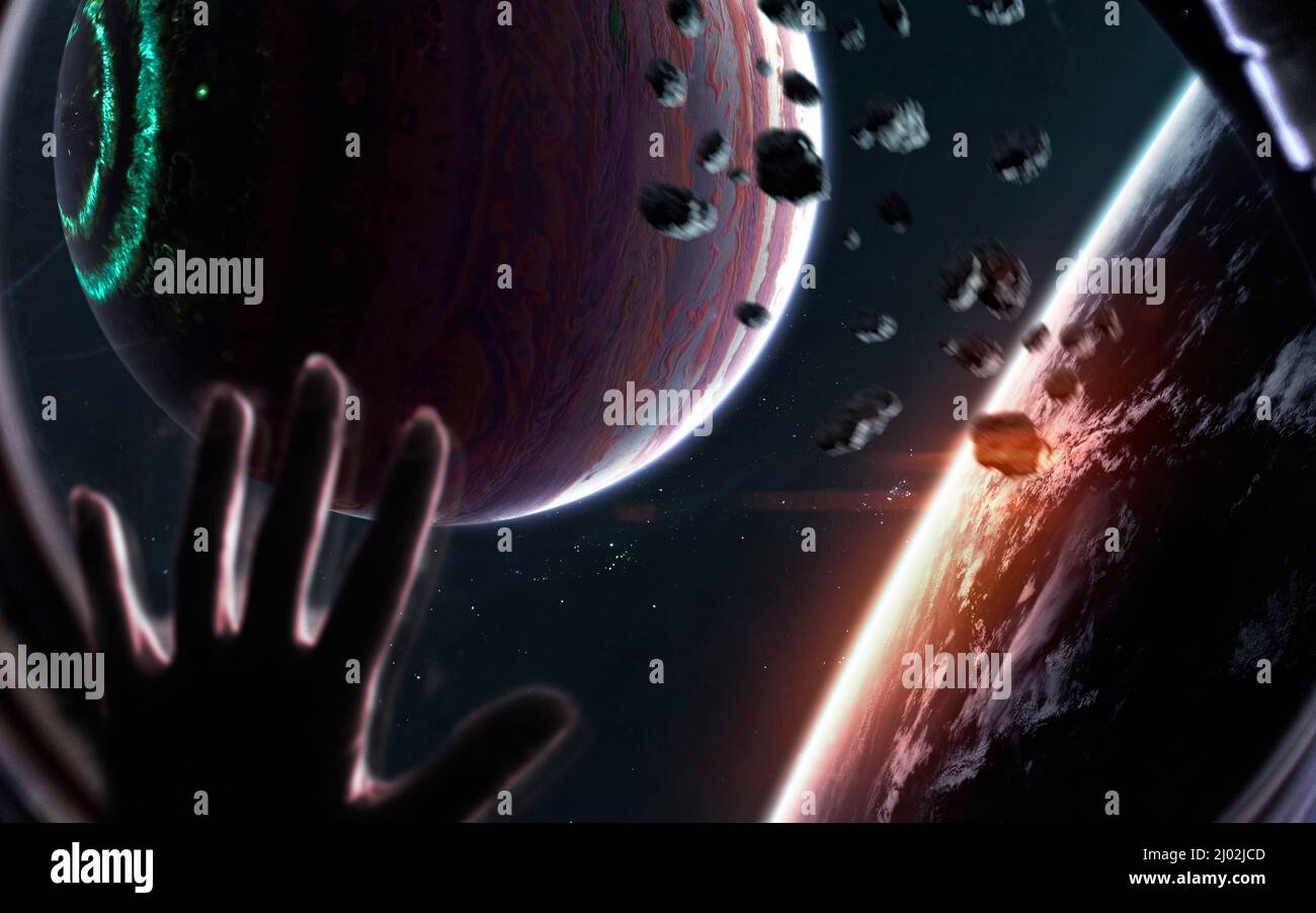 Science fiction visualisation of deep space planets and galaxies ...