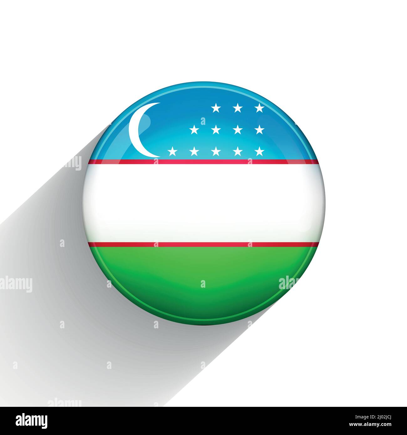 Round icon with flag of Uzbekistan. Glass light ball, sticker, sphere ...
