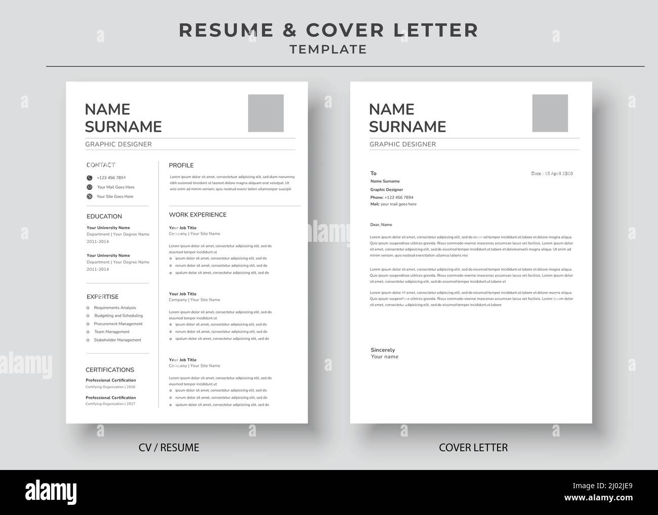 Resume and Cover Letter Template, Minimalist resume cv template, Cv ...