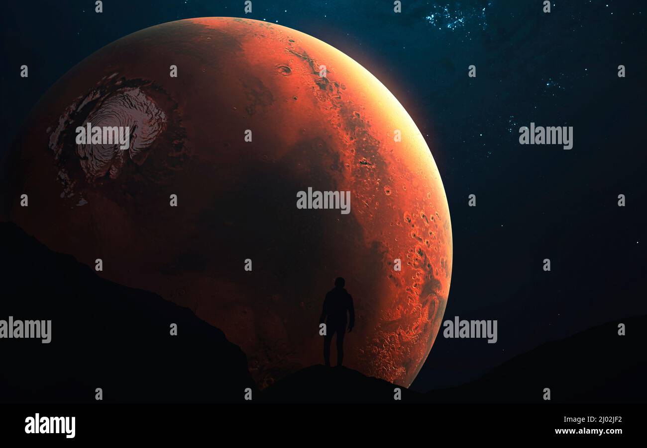 Mars exploration, Planet of the Solar system. InSight mission. Elements ...