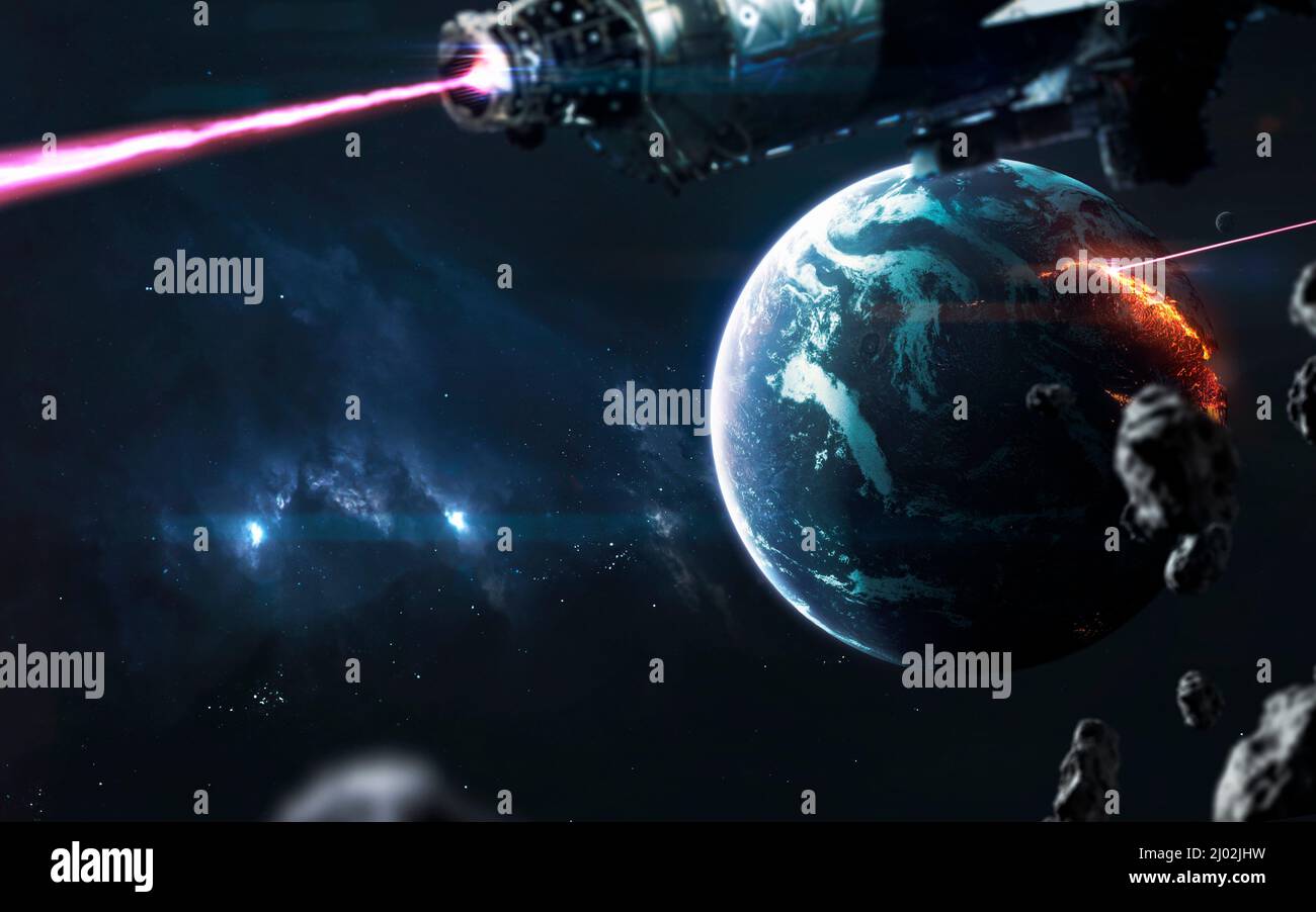 Science fiction visualisation of planet war. Elements of this image ...
